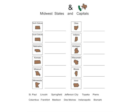 Midwestern States And Capitals States